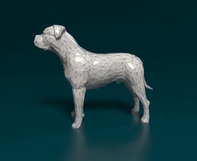 American Bulldog polygonal 3D Print Model in Figurines 3DExport