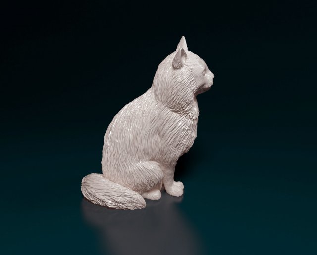 Fluffy Cat 3D Print Model in Figurines 3DExport
