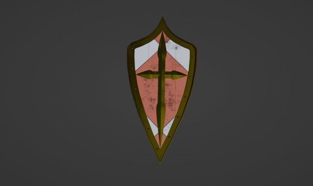 Tri-Parted Pointed Heraldic Shield 3D Model in Shield 3DExport