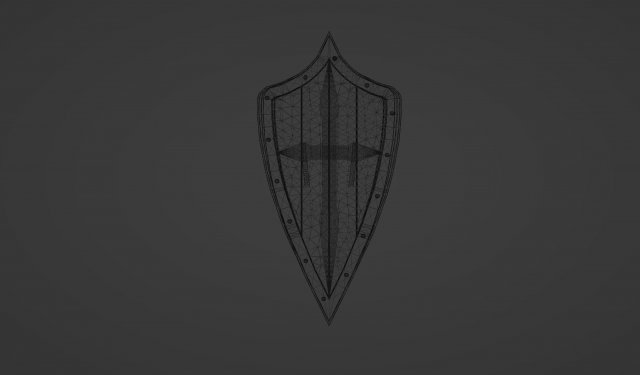 Tri-Parted Pointed Heraldic Shield 3D Model in Shield 3DExport