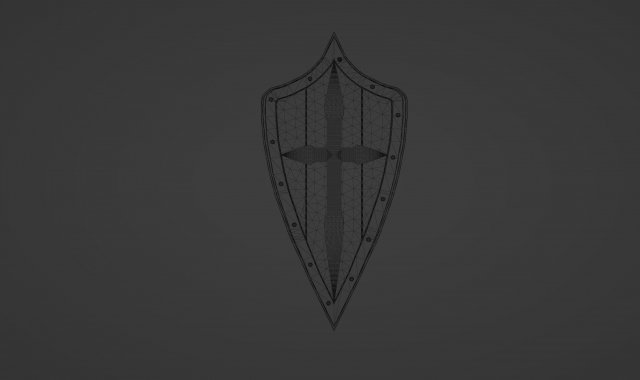 Tri-Parted Pointed Heraldic Shield 3D Model in Shield 3DExport