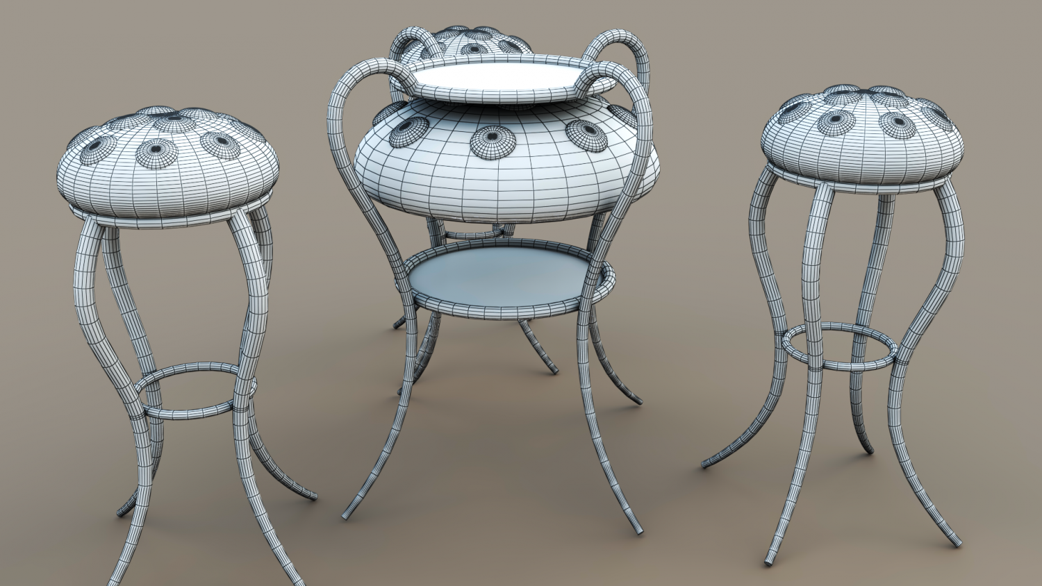 Jellyfish table and chairs 3D Models in Table 3DExport