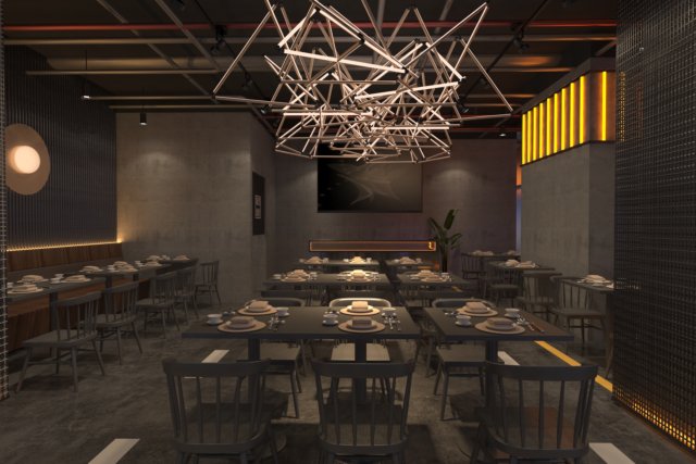Modern restaurant 3D and rendering 3D Model in Restaurant 3DExport