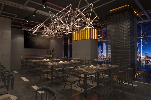 Modern restaurant 3D and rendering 3D Model in Restaurant 3DExport