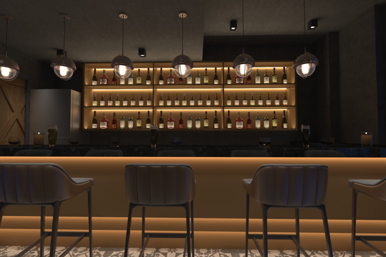 Modern Pub bar 3d and rendering Modèles 3D in Bar 3DExport