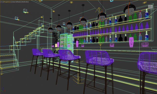 Modern Pub bar 3d and rendering 3D Model in Bar 3DExport