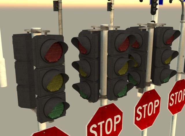 Traffic lights set modular 3D Model in Miscellaneous 3DExport