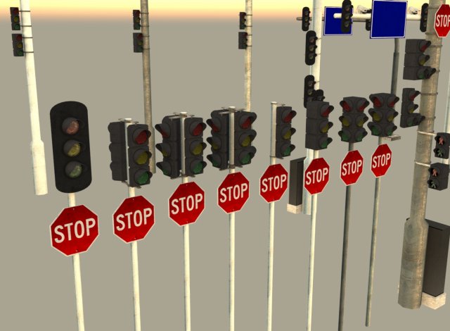 Traffic lights set modular 3D Model in Miscellaneous 3DExport