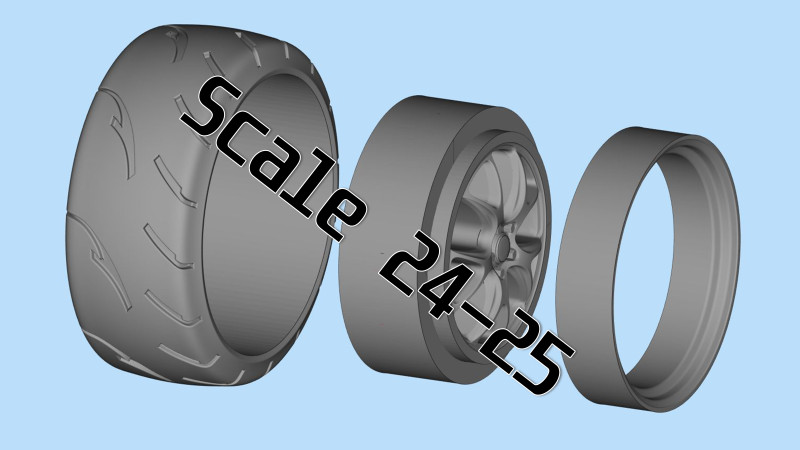 Scale vehicle stl files wheels Tire Rims set for car printables 3D ...