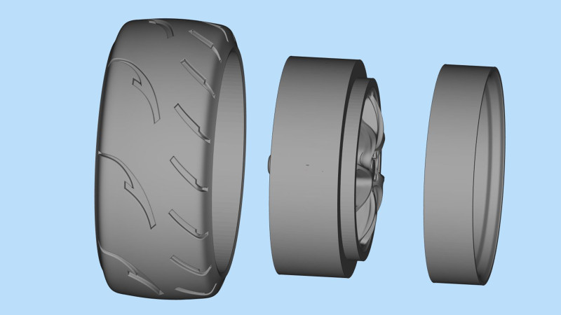 Scale vehicle stl files wheels Tire Rims set for car printables 3D ...