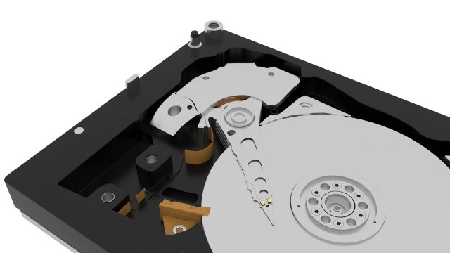 Opened Hard Disk Drive 3D Model in Computer 3DExport