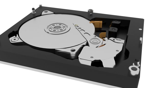Opened Hard Disk Drive 3D Model in Computer 3DExport