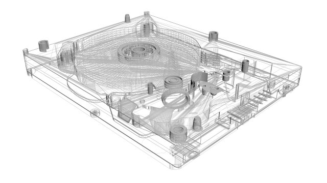 Opened Hard Disk Drive 3D Model in Computer 3DExport
