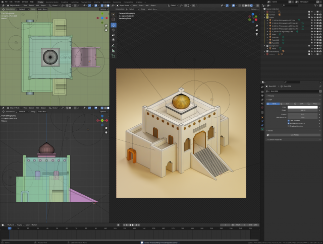 Pack of 4 stylized buildings CG Textures in 3D Renders 3DExport