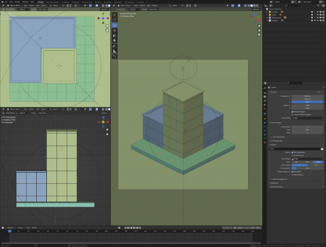 Pack of 4 stylized buildings CG Textures in 3D Renders 3DExport