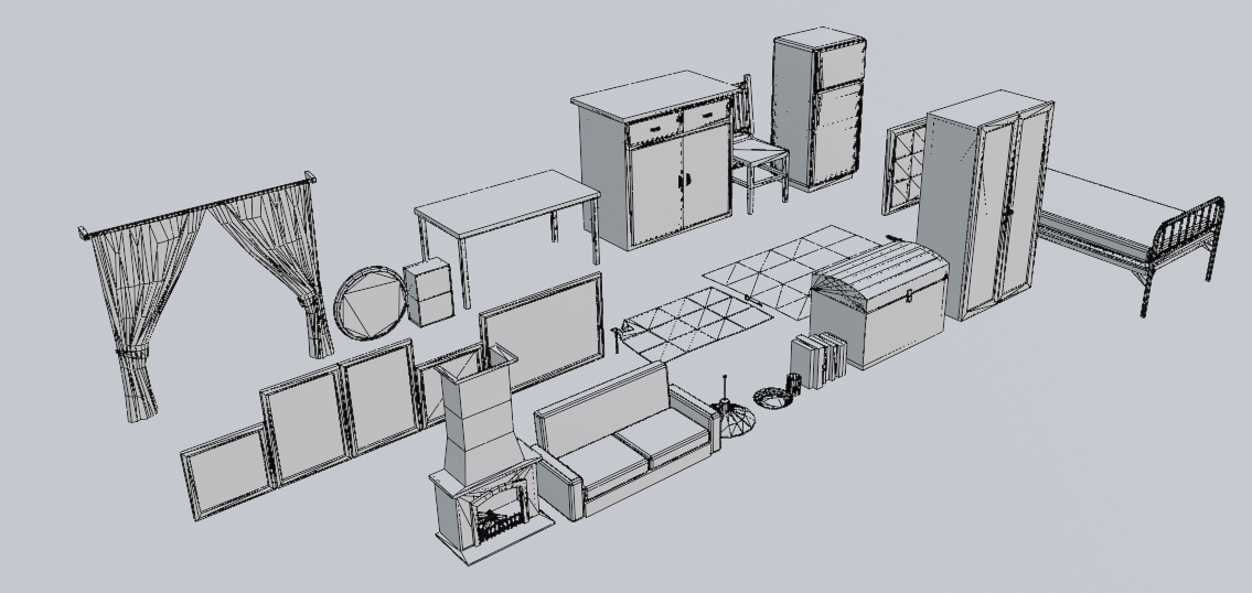 Vintage Interior Pack 3D Models in Living Room 3DExport