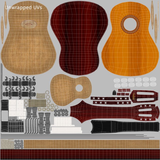 Classical Guitar 3D Model in Guitar 3DExport