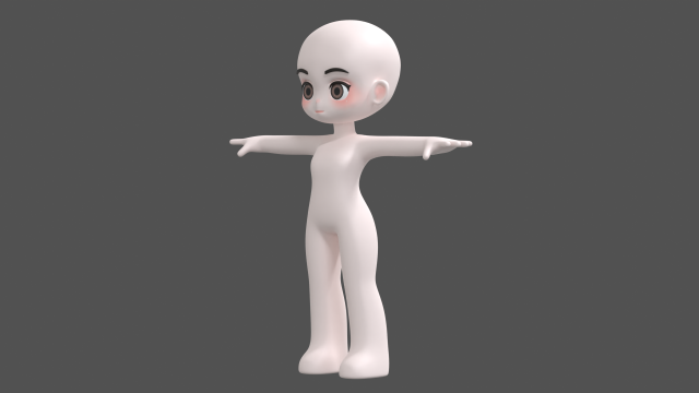 Base Model Cartoon Character Low-poly 3D Model in Anatomy 3DExport