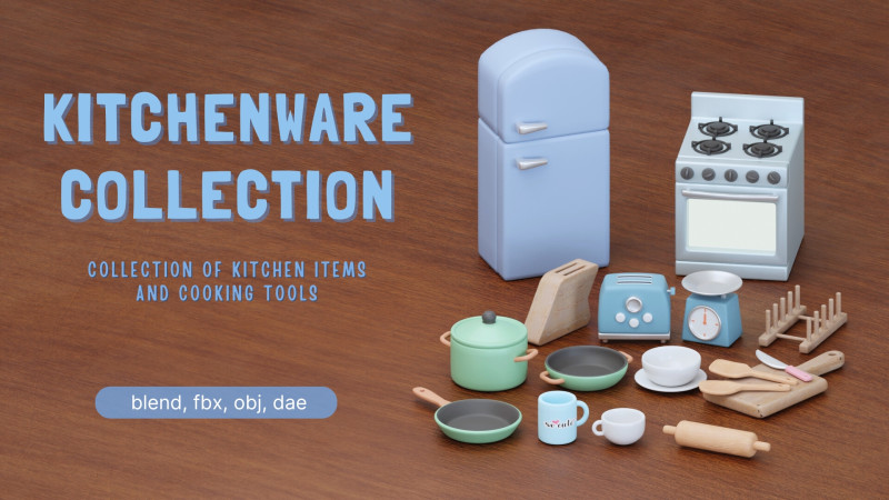 Kitchenware Collection 3D Model in Cookware Tools 3DExport