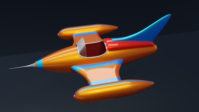 Stylized Retro style Jet 3D Model in Jet 3DExport