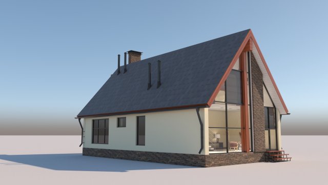 Barn Style Cottage with interior 3D Model in Buildings 3DExport