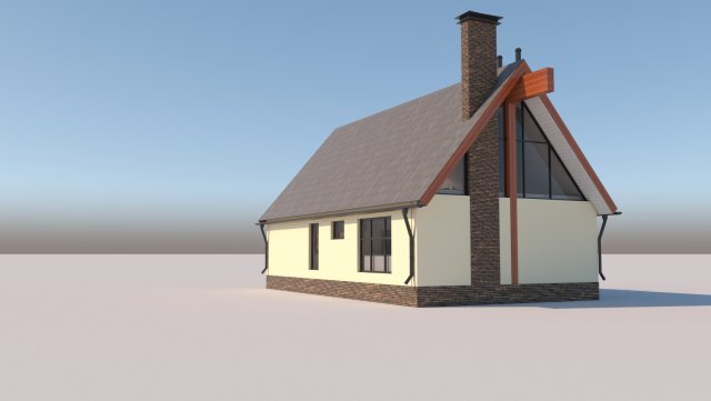 Barn Style Cottage with interior 3D Model in Buildings 3DExport