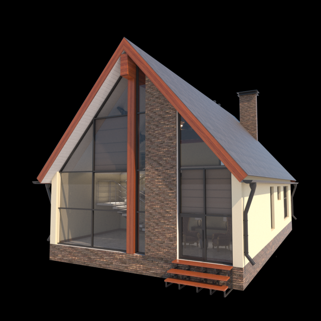 Barn Style Cottage with interior 3D Model in Buildings 3DExport