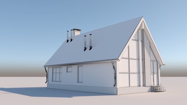 Barn Style Cottage with interior 3D Model in Buildings 3DExport