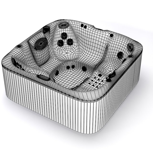 Jacuzzi J-375 Outdoor Spa 3D Model in Bathroom 3DExport