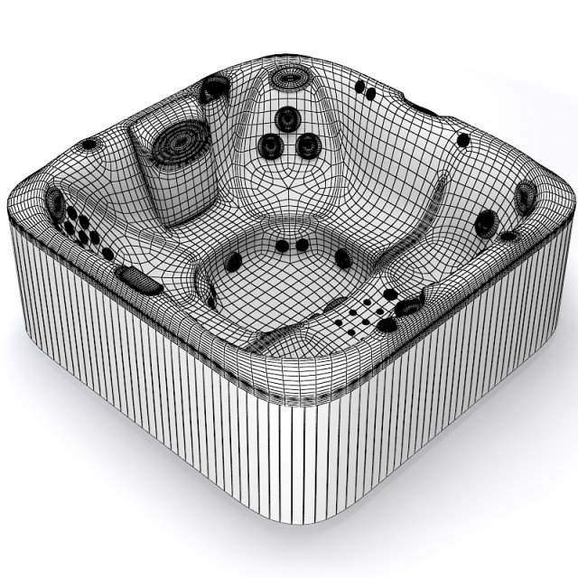 Jacuzzi J-375 Outdoor Spa 3D Model in Bathroom 3DExport
