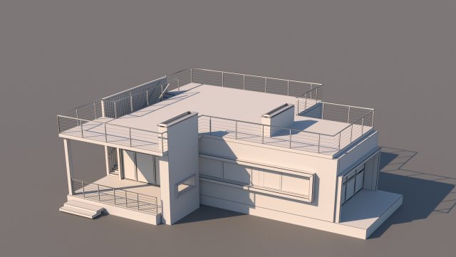 Modern flat roof house 3D Model in Buildings 3DExport