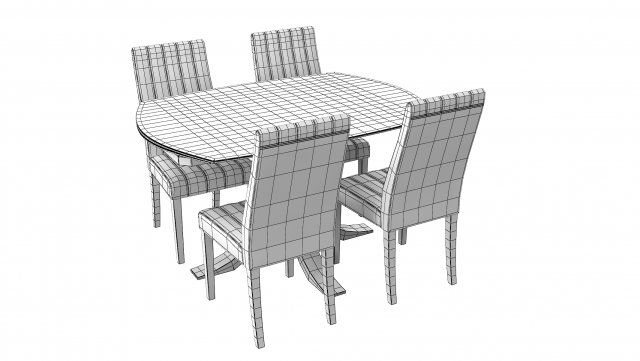 Loft Dining Table Set 3D Model in Table 3DExport