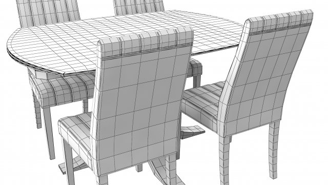 Loft Dining Table Set 3D Model in Table 3DExport