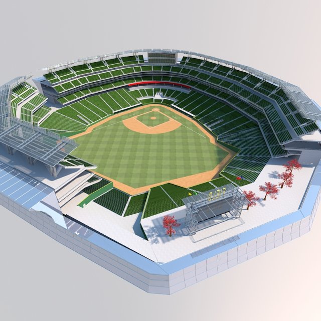 Baseball stadium 3D Model in Stadium 3DExport
