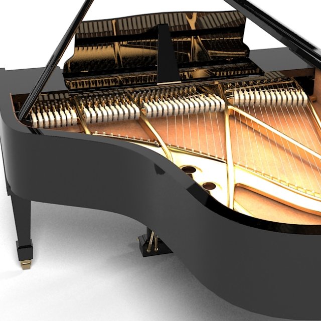 Kawai Rx5 Artist Concert grand piano black 3D Model in Piano 3DExport