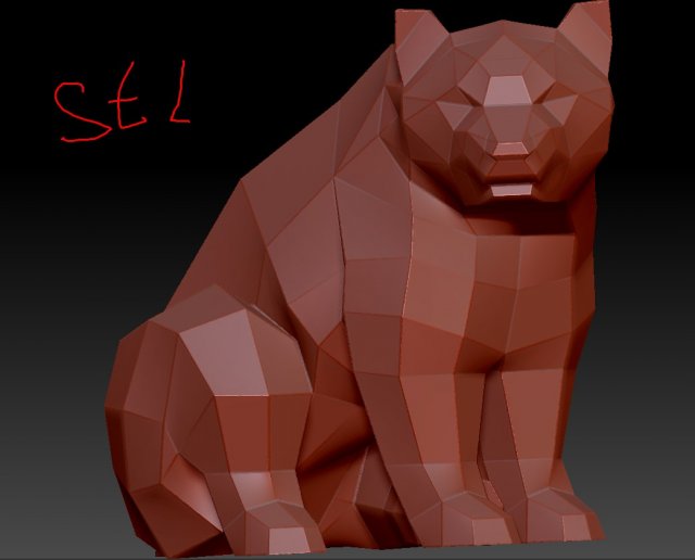 Low poly Bear Sculpture and high poly stl for 3d print 3D Model in Toys ...
