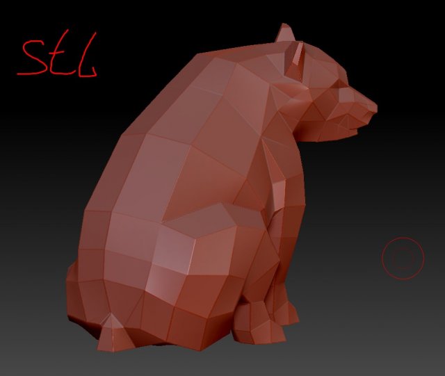 Low poly Bear Sculpture and high poly stl for 3d print 3D Model in Toys ...