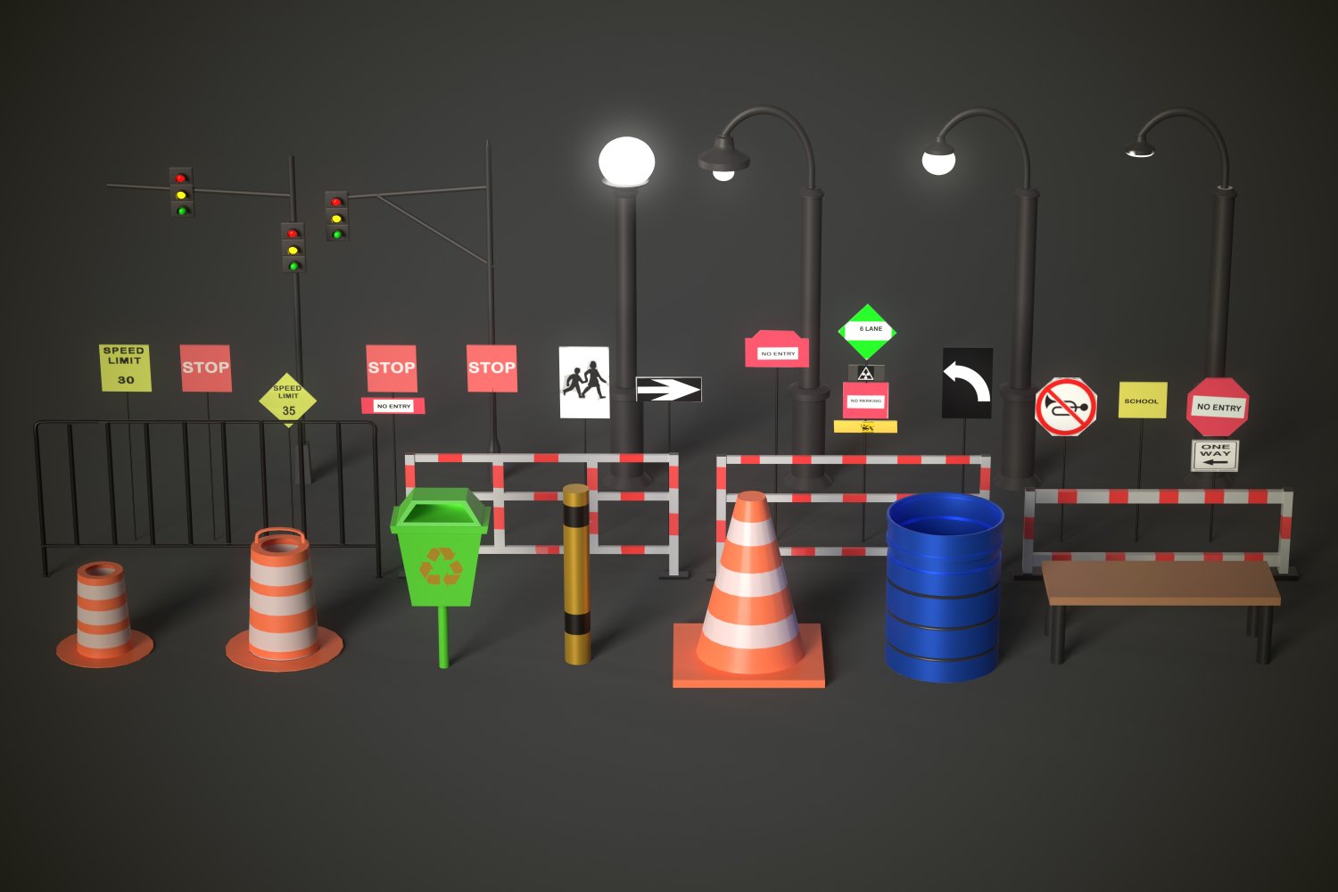 Street Props 3D Models in Environment 3DExport