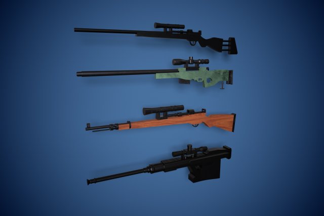 3D Lowpoly Snipers 3D Model in Rifle 3DExport