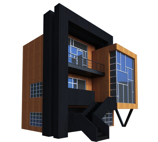 Modern exterior 3D Model in Buildings 3DExport