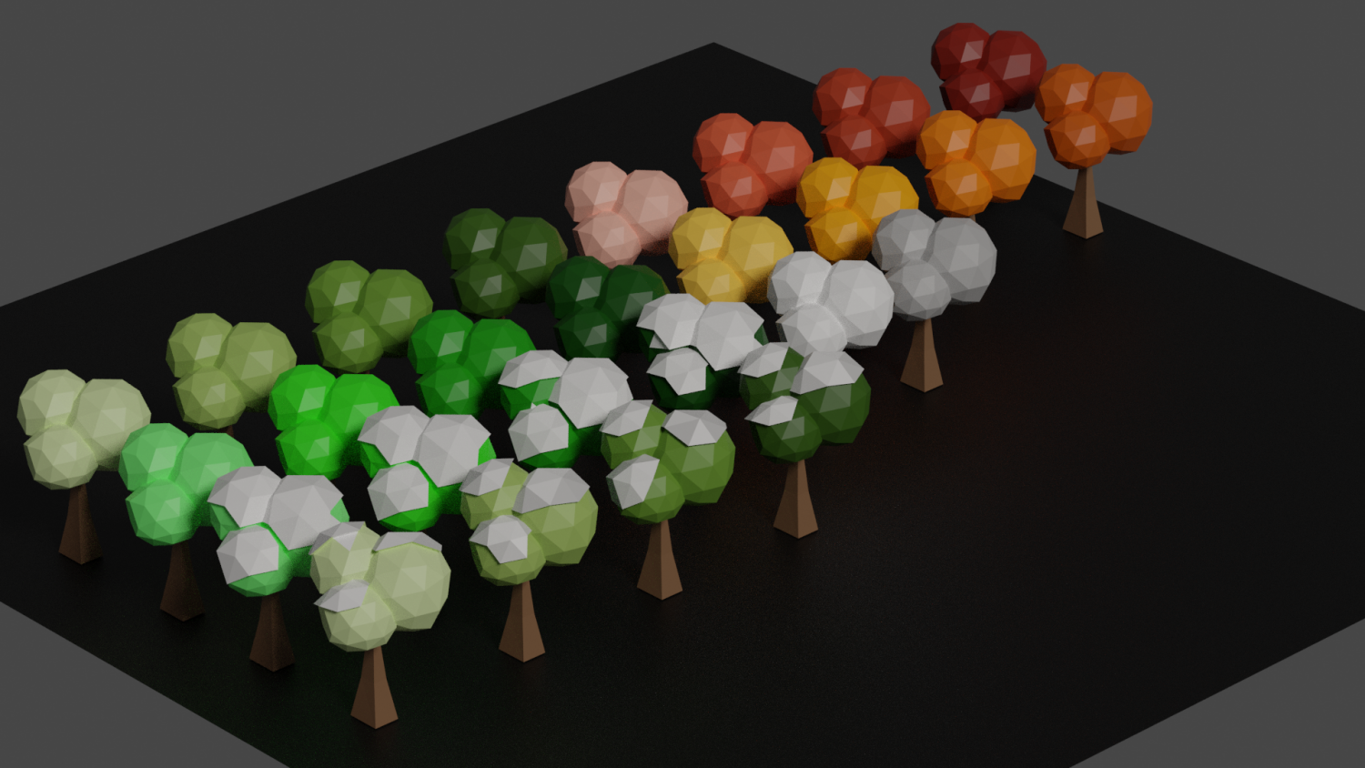 Low Poly Tree Asset 3D Models in Landscapes 3DExport