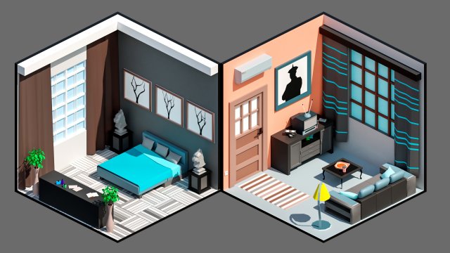 Low poly interior 3 3D Model in Office 3DExport