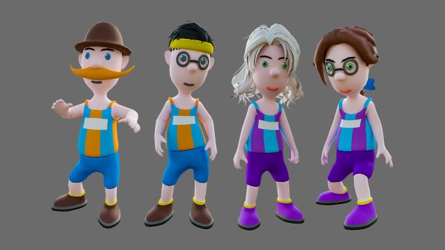 Cartoon characters sports team 3D Model in Cartoon 3DExport