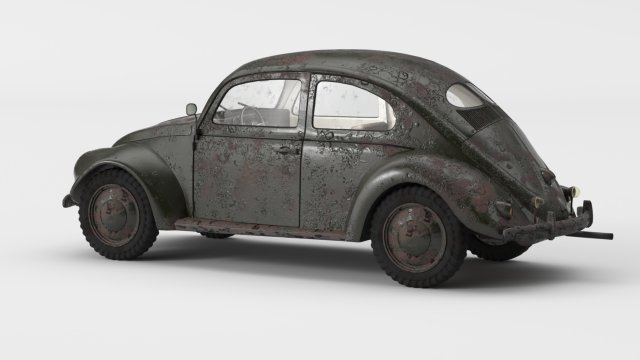 VW Style Beetle Bug Old Rusty WW2 Wrecked Car 3D Model in Classic Cars ...