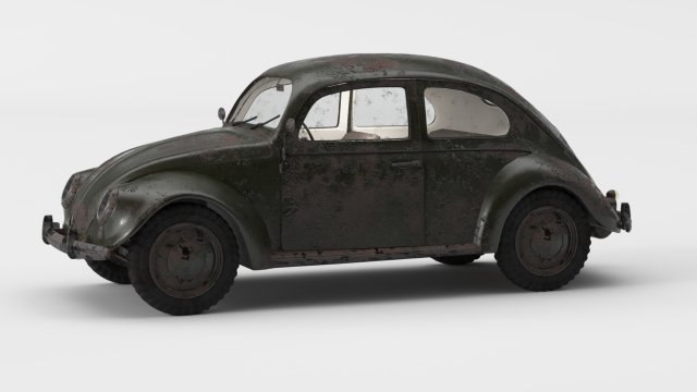 VW Style Beetle Bug Old Rusty WW2 Wrecked Car 3D Model in Classic Cars ...