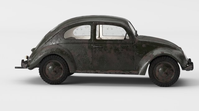 VW Style Beetle Bug Old Rusty WW2 Wrecked Car 3D Model in Classic Cars ...