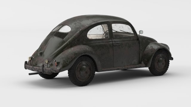 VW Style Beetle Bug Old Rusty WW2 Wrecked Car 3D Model in Classic Cars ...