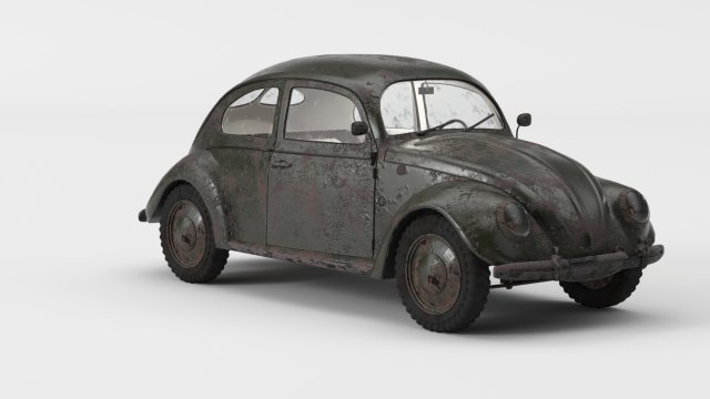 VW Style Beetle Bug Old Rusty WW2 Wrecked Car 3D Model in Classic Cars ...