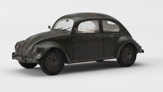 VW Style Beetle Bug Old Rusty WW2 Wrecked Car 3D Model in Classic Cars ...