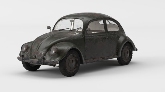 VW Style Beetle Bug Old Rusty WW2 Wrecked Car 3D Model in Classic Cars ...